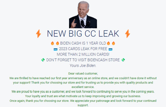 BidenCash Market bietet gratis 2 Mio. gestohlene Kreditkartendaten