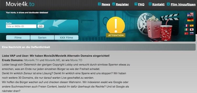 Movie4k.to & Kinox.to reagieren auf die Netzspperren